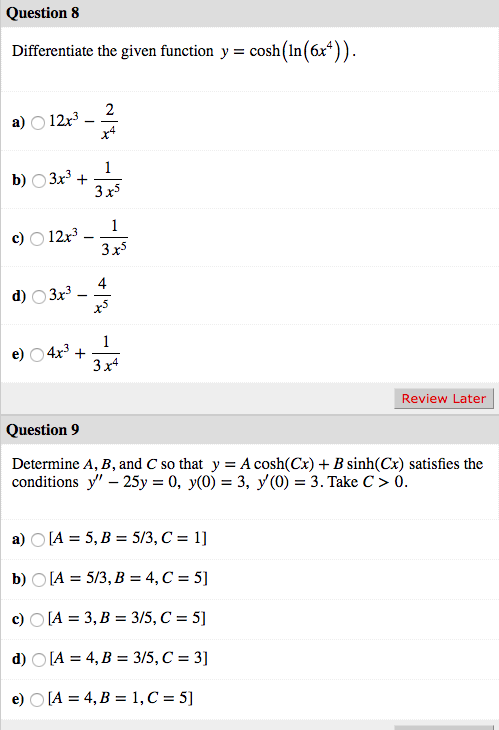 Solved Question 8 Differentiate the given function y - | Chegg.com