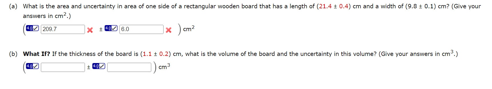 Solved (a) What is the area and uncertainty in area of one | Chegg.com