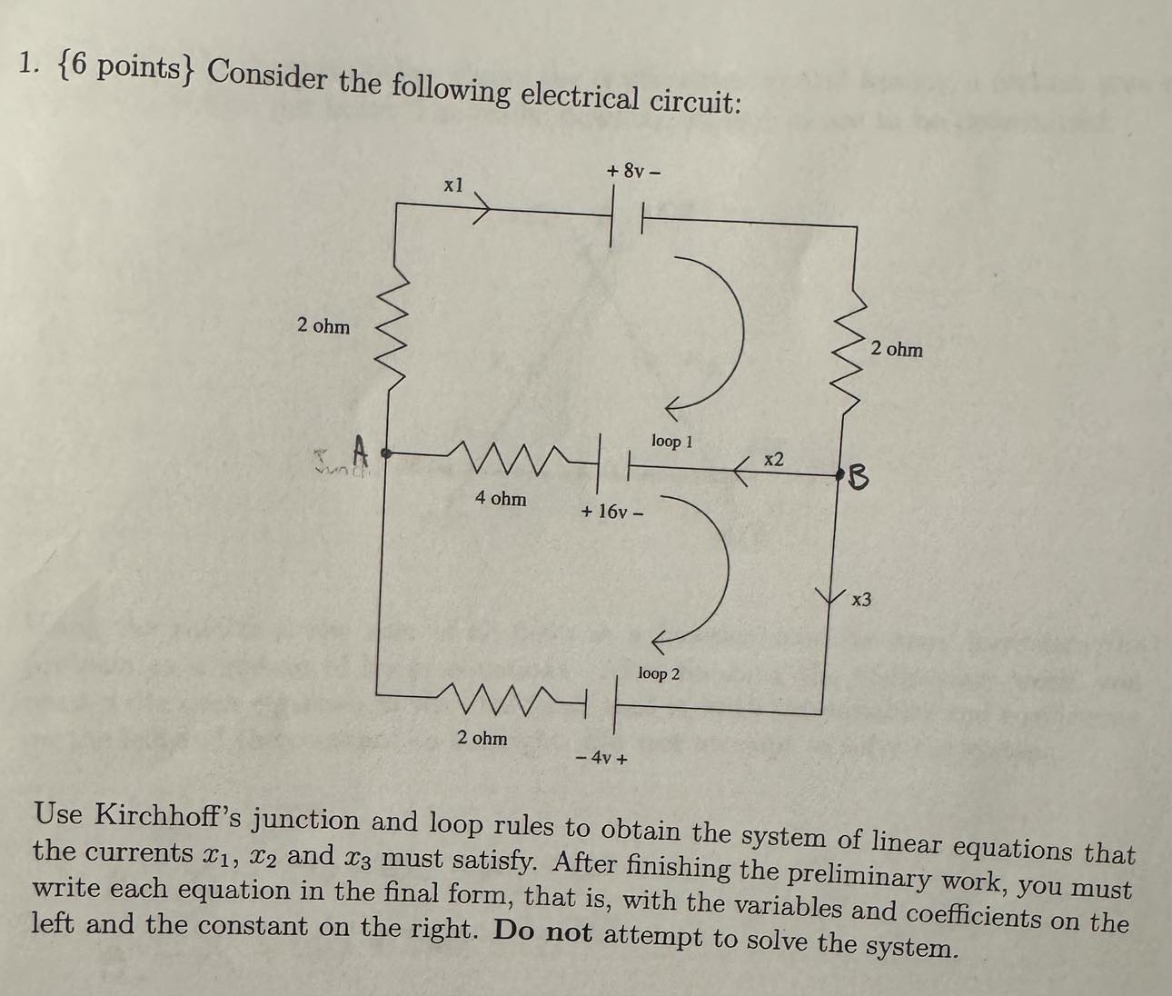 Solved 1. {6 ﻿points} ﻿Consider the following electrical | Chegg.com