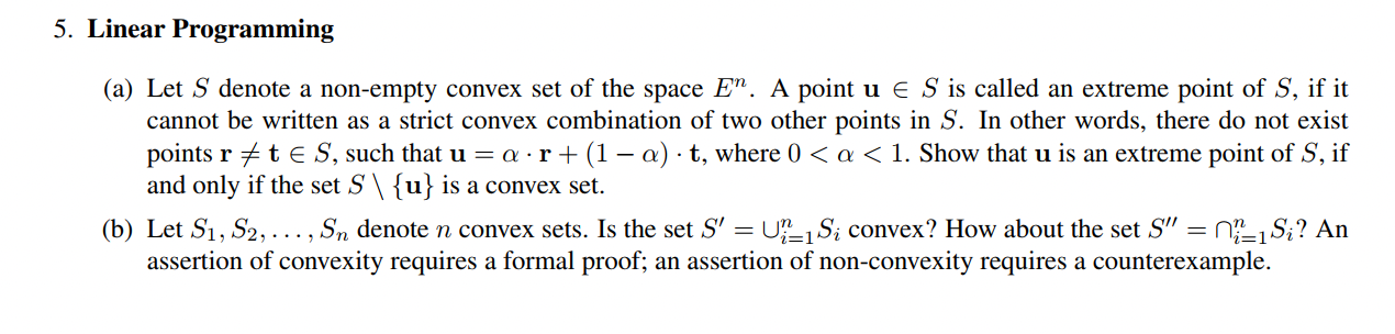 5. Linear Programming (a) Let S denote a non-empty | Chegg.com