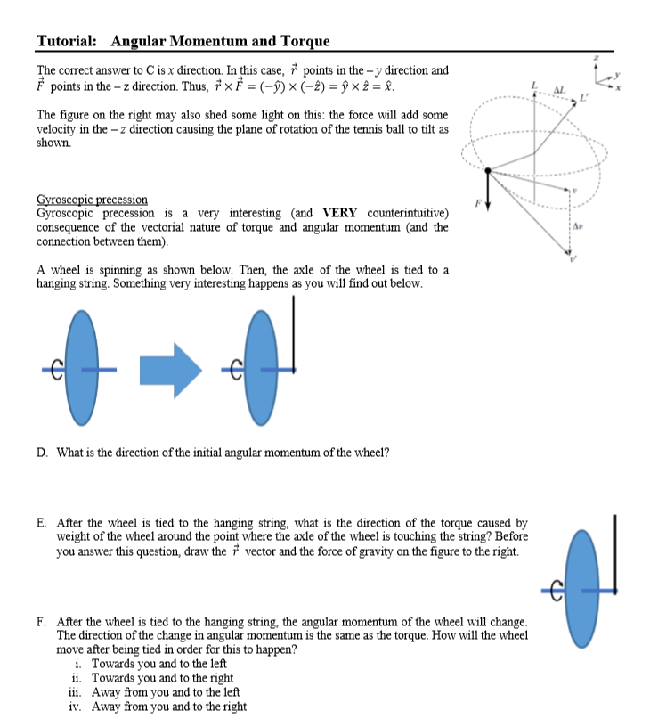 Solved Tutorial Angular Momentum And Torque The Correct