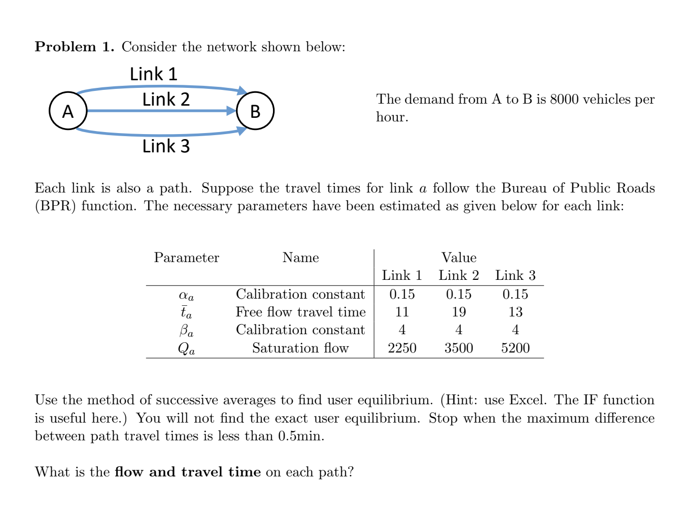 Solved Problem 1. Consider the network shown below: Link 1 | Chegg.com