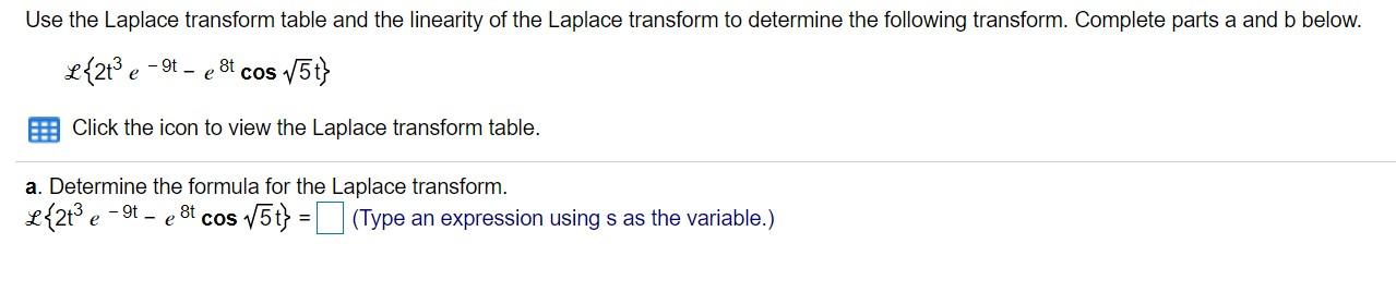 Solved Use the Laplace transform table and the linearity of | Chegg.com