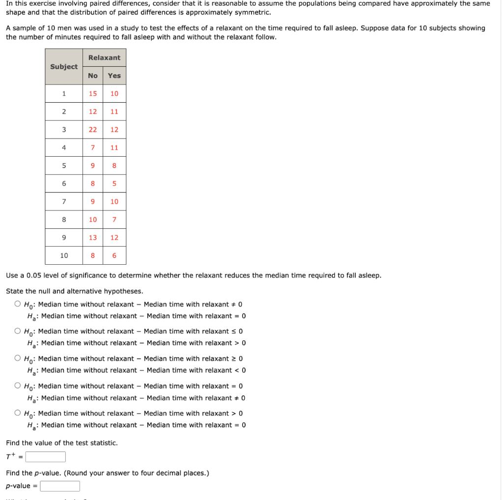Solved In this exercise involving paired differences, | Chegg.com