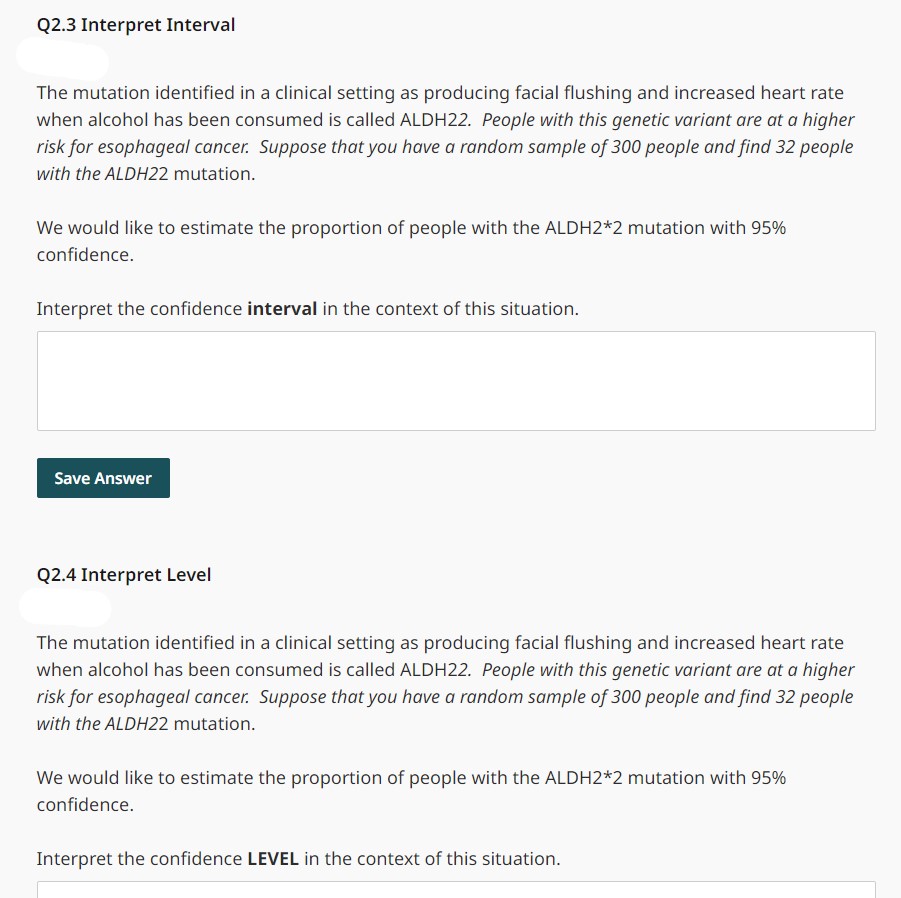 Solved Q2.1 Conditions for Confidence Interval The mutation | Chegg.com