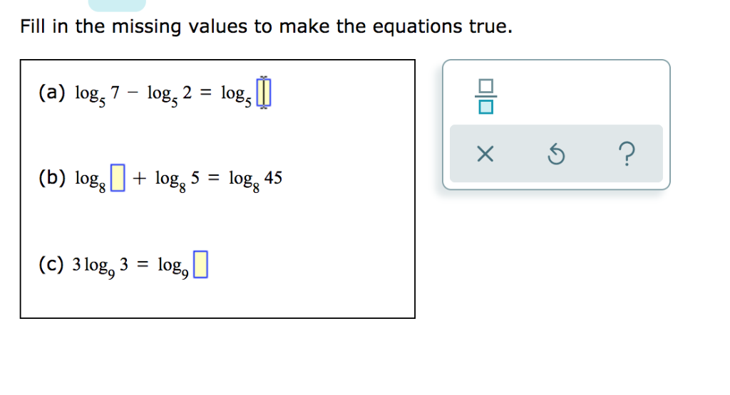 Solved Fill in the missing values to make the equations | Chegg.com