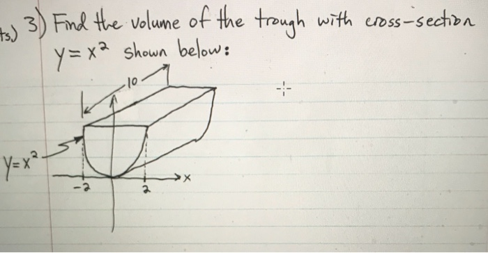 Solved + 3) Find the volume of the trough with cross-section | Chegg.com