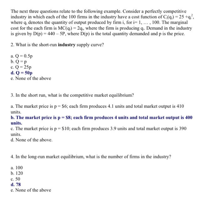 Solved The next three questions relate to the following | Chegg.com