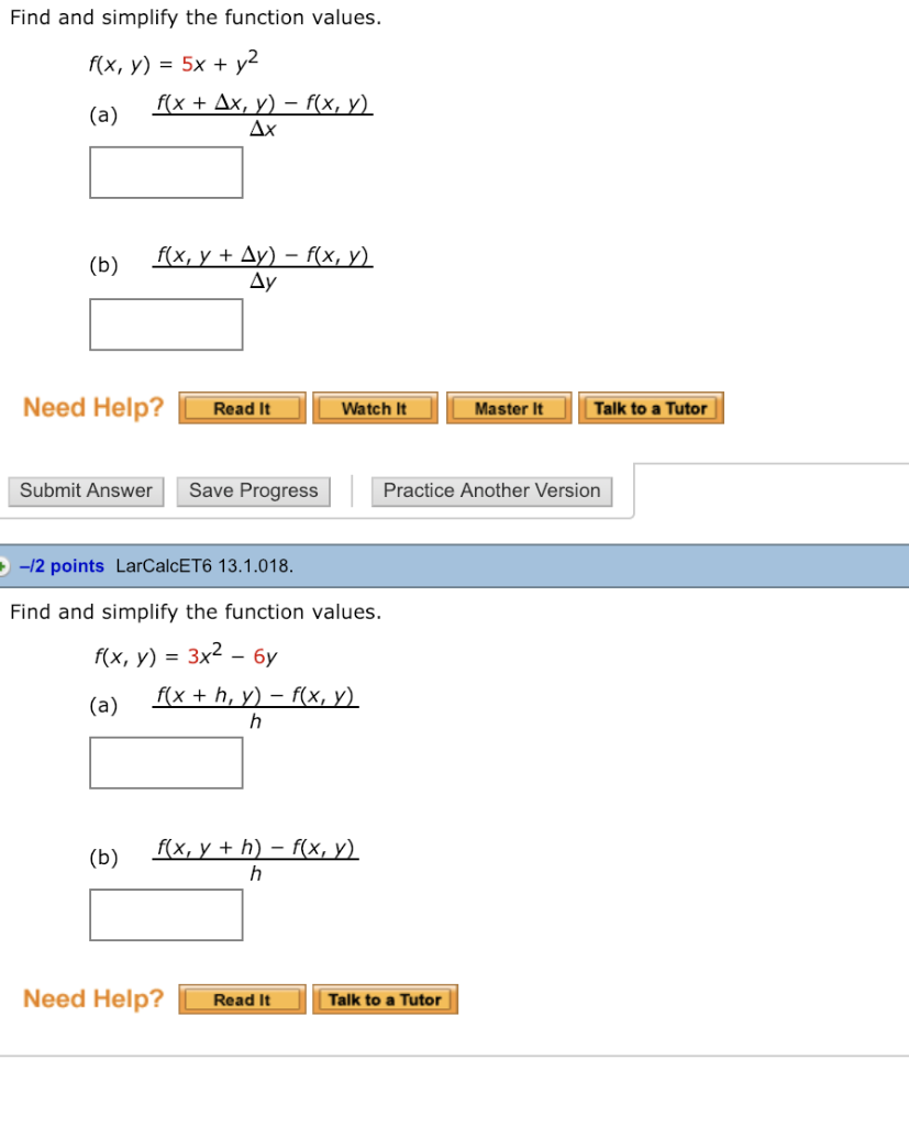 Solved Find and simplify the function values. f(x, y) = 5x + | Chegg.com