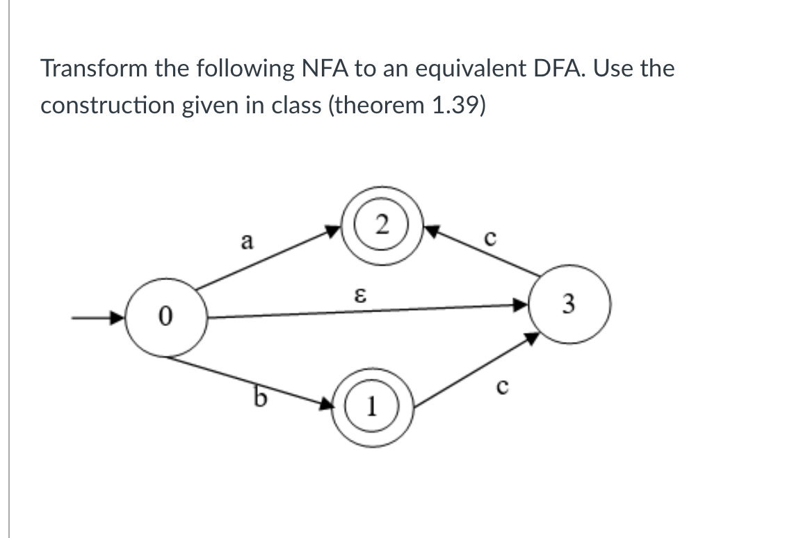 Solved Transform The Following Nfa To An Equivalent 