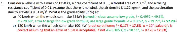 Consider a vehicle with a mass of 1350 kg, a drag | Chegg.com