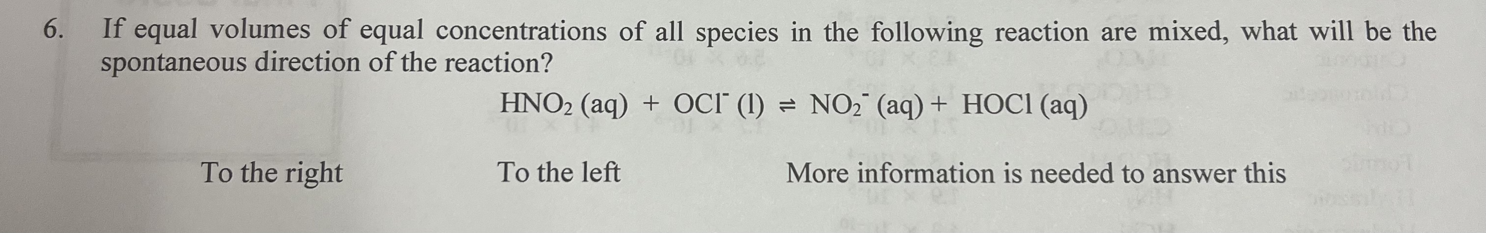 Solved If equal volumes of equal concentrations of all | Chegg.com