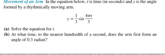 Solved Movement of an Arm In the equation below, t is time | Chegg.com