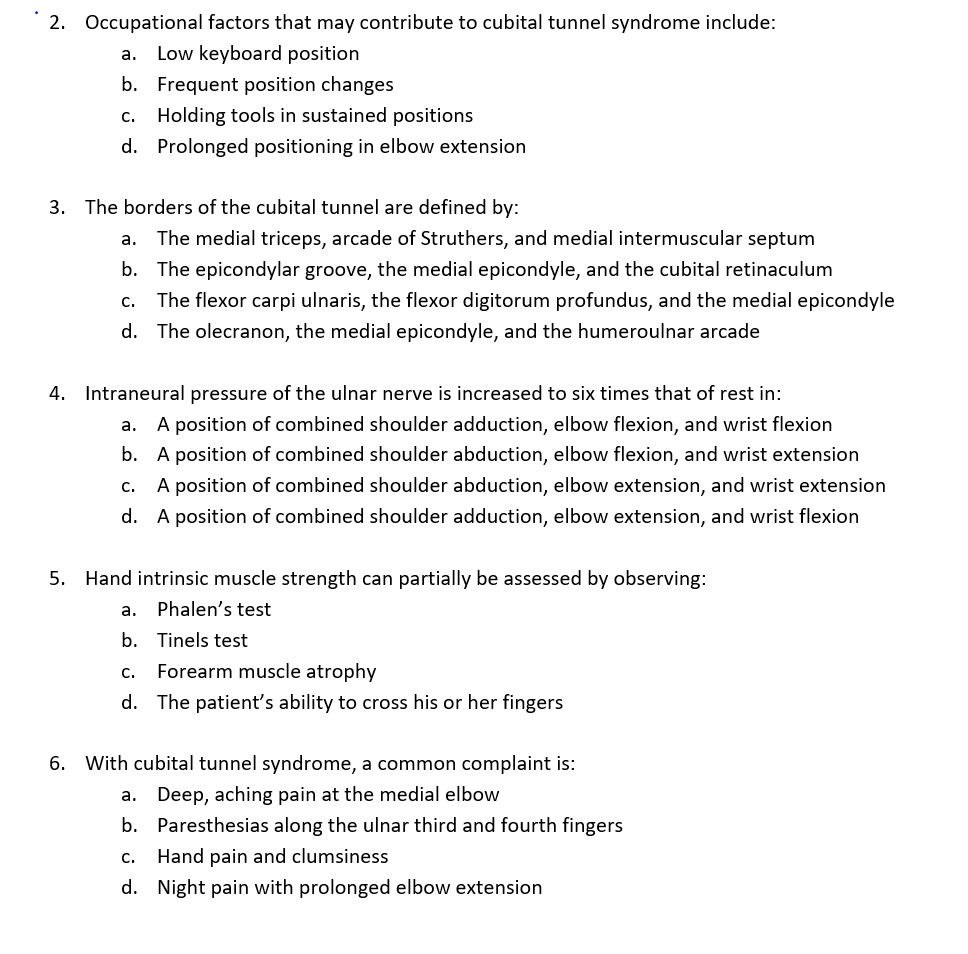 Solved 2. Occupational factors that may contribute to | Chegg.com