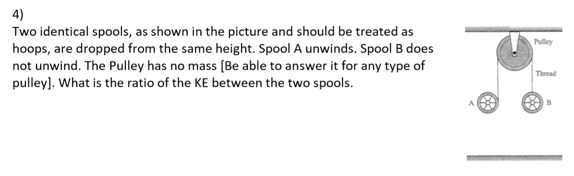 Solved 4) Pulley Two identical spools, as shown in the | Chegg.com