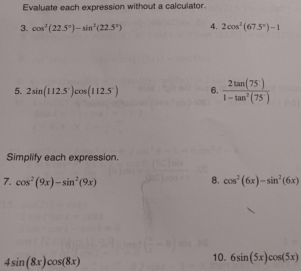 Solved Evaluate each expression without a calculator. 3. | Chegg.com