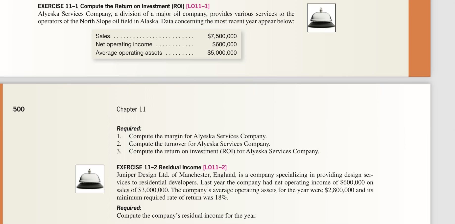 Solved EXERCISE 11-1 Compute the Return on Investment (ROI) | Chegg.com
