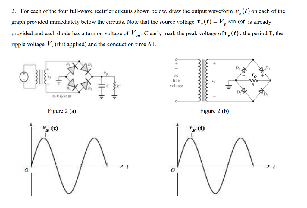 Solved 2. For each of the four full-wave rectifier circuits | Chegg.com