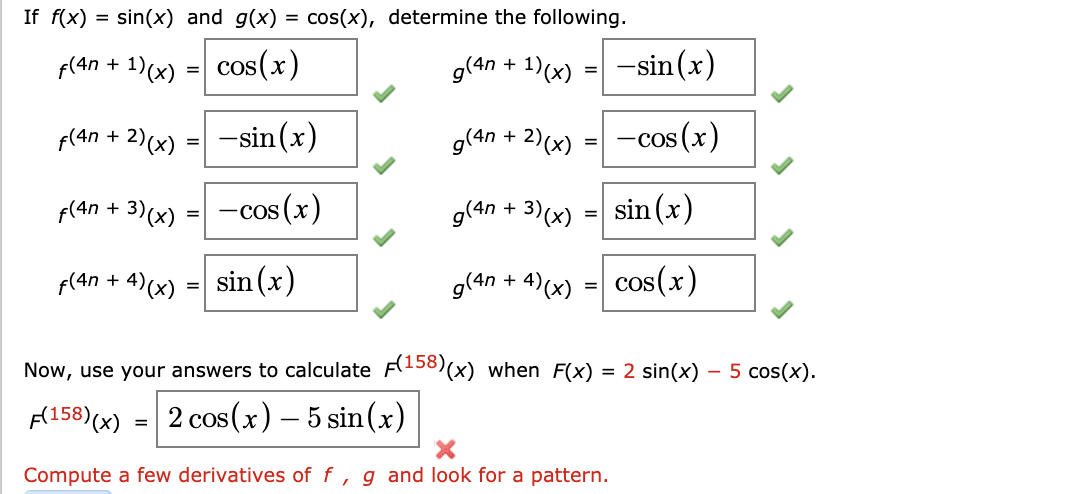 Solved If f(x) = sin(x) and g(x) = cos(x), determine the | Chegg.com