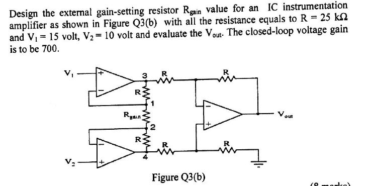 Design the external gain-setting resistor Rgain | Chegg.com