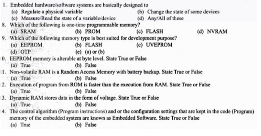 Solved 1. Embedded hardware/software systems are basically | Chegg.com