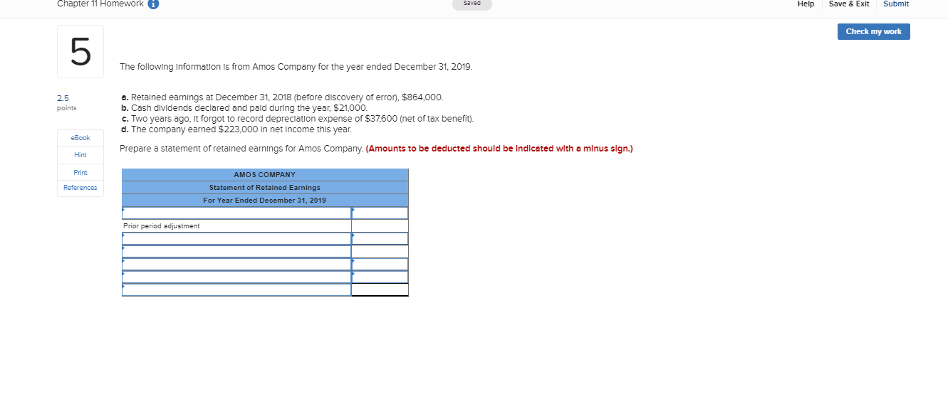 Solved Chapter 11 Homework i Saved Help Save & Exit Submit | Chegg.com