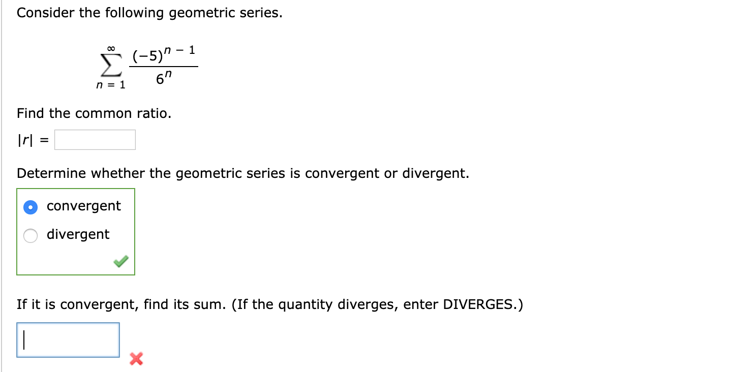 Solved Consider the following geometric series. - 1 ☺ (-5)” | Chegg.com