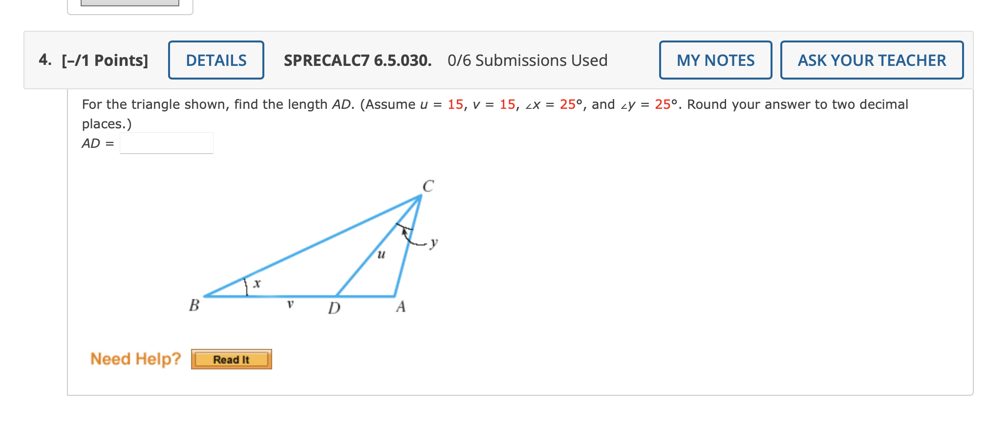 Solved 4. [-/1 Points] DETAILS SPRECALC7 6.5.030. 0/6 | Chegg.com