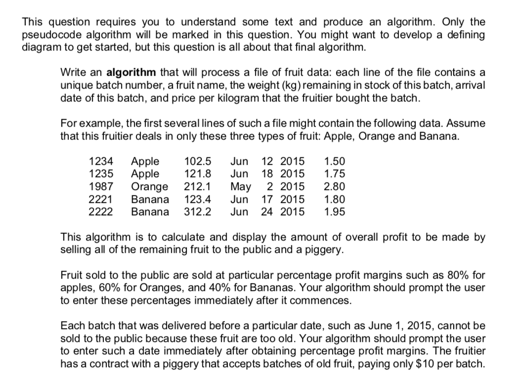 Solved This question requires you to understand some text | Chegg.com