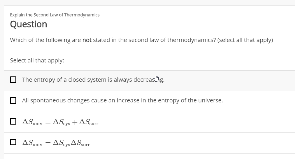 Solved Which of the following are not stated in the second | Chegg.com