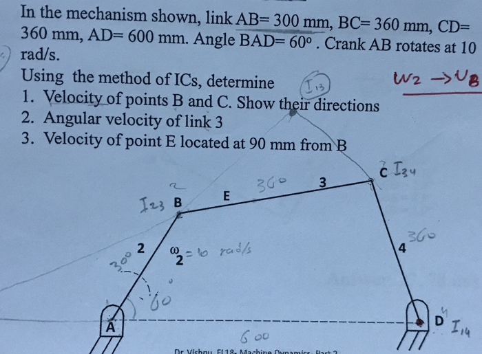 Solved In the mechanism shown, link AB- 300 mm, BC 360 mm, | Chegg.com