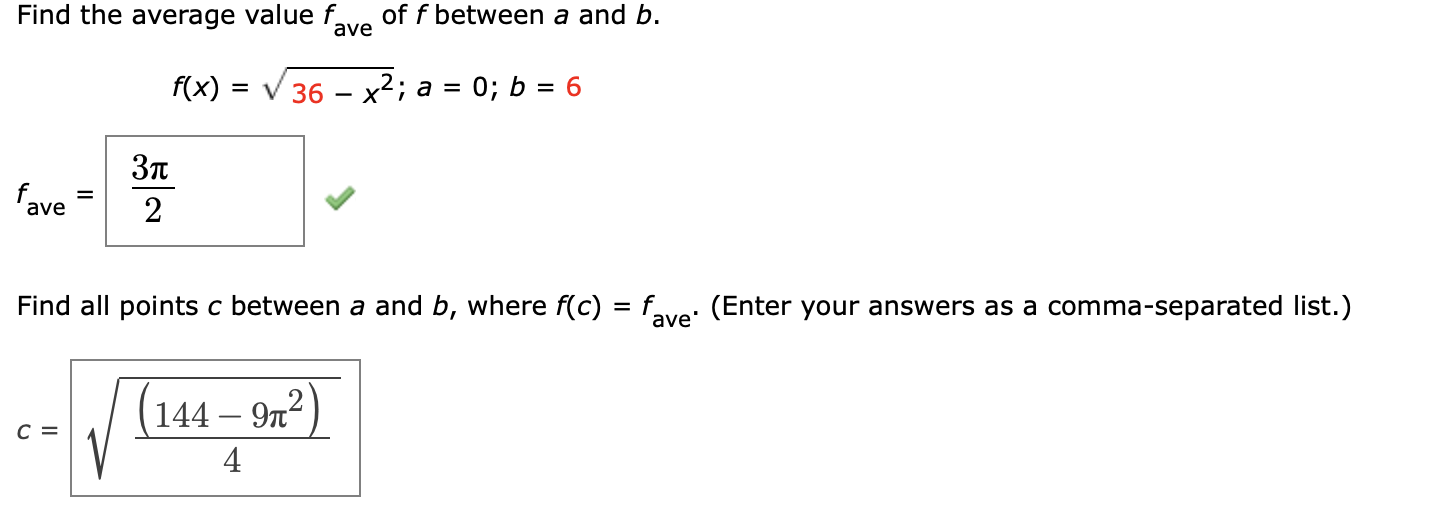 Solved Find the average value fave of f between a and b. | Chegg.com