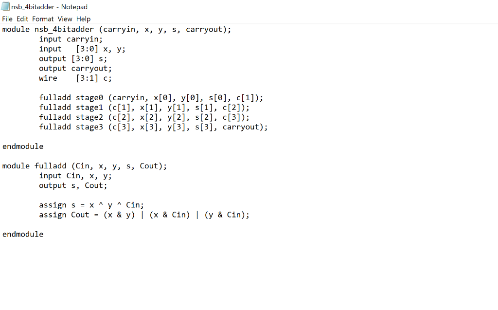 Solved nsb_4bitadder - Notepad File Edit Format View Help | Chegg.com
