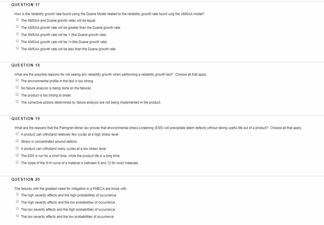 Solved QUESTION 17 How is the reliability growth rate found | Chegg.com