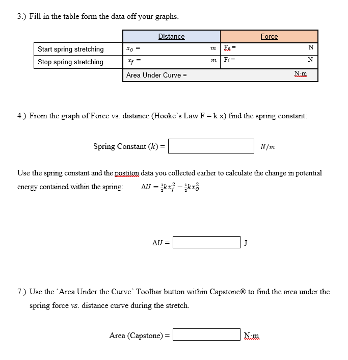 Solved Part II: Work Done by a Variable Force 1.) In Part II | Chegg.com