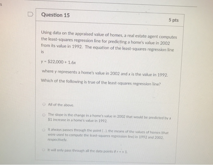 Solved DQuestion 14 10 pts Using data on the appraised value | Chegg.com