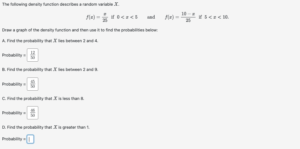 Solved The following density function describes a random | Chegg.com