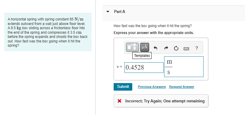 Solved A horizontal spring with spring constant 85 N/m | Chegg.com