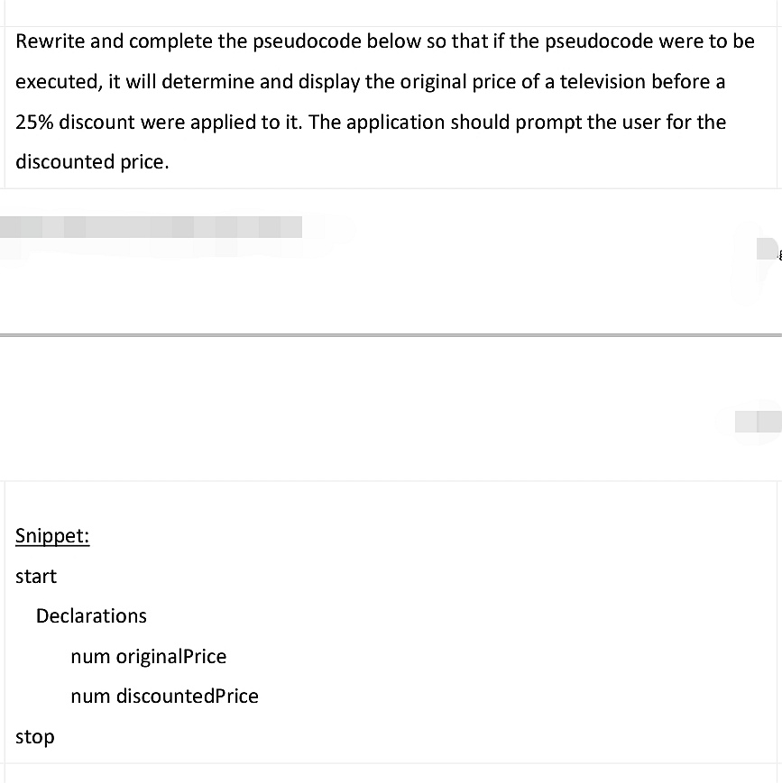 Solved Rewrite And Complete The Pseudocode Below So That If 