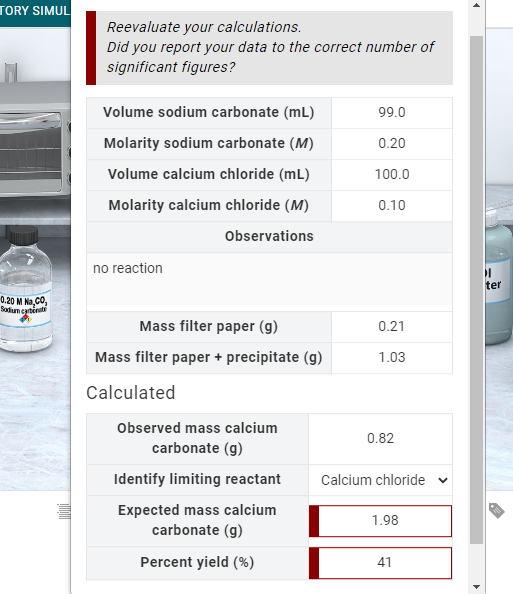 Solved Reevaluate your calculations. Did you report your | Chegg.com