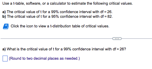 Solved Use a t-table, software, or a calculator to estimate | Chegg.com
