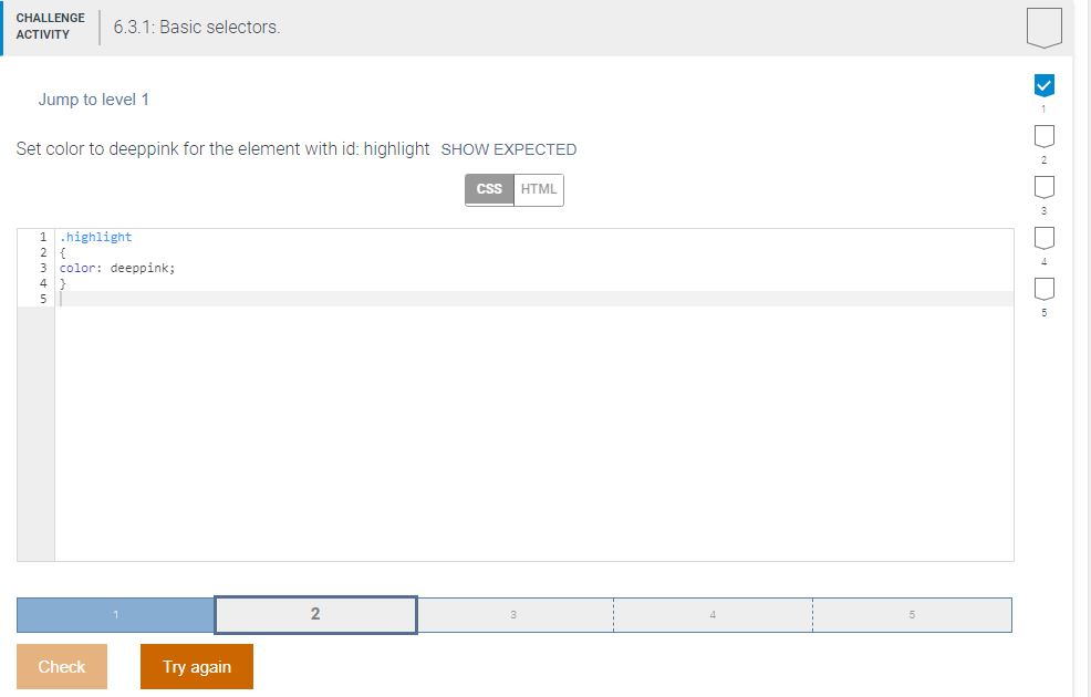 Solved CHALLENGE ACTIVITY 6.3.1: Basic selectors. Jump to | Chegg.com