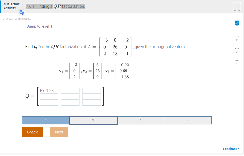 Solved Challenge Activity 7 6 1 Finding A Qr Factorization