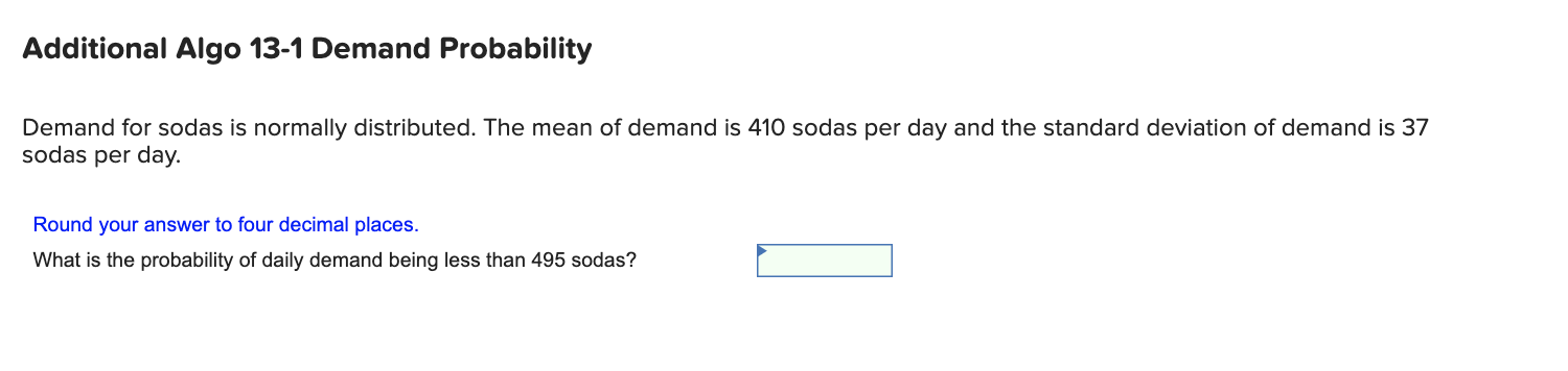 Solved Additional Algo 13-2 Demand Probability Demand for | Chegg.com