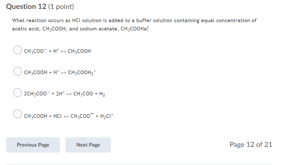Solved Question 12 (1 point) What reaction occurs as HCl | Chegg.com