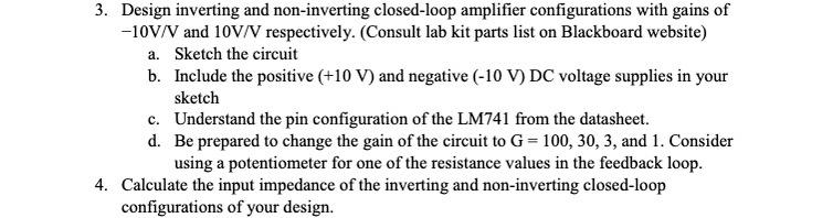Solved 3. Design inverting and non-inverting closed-loop | Chegg.com