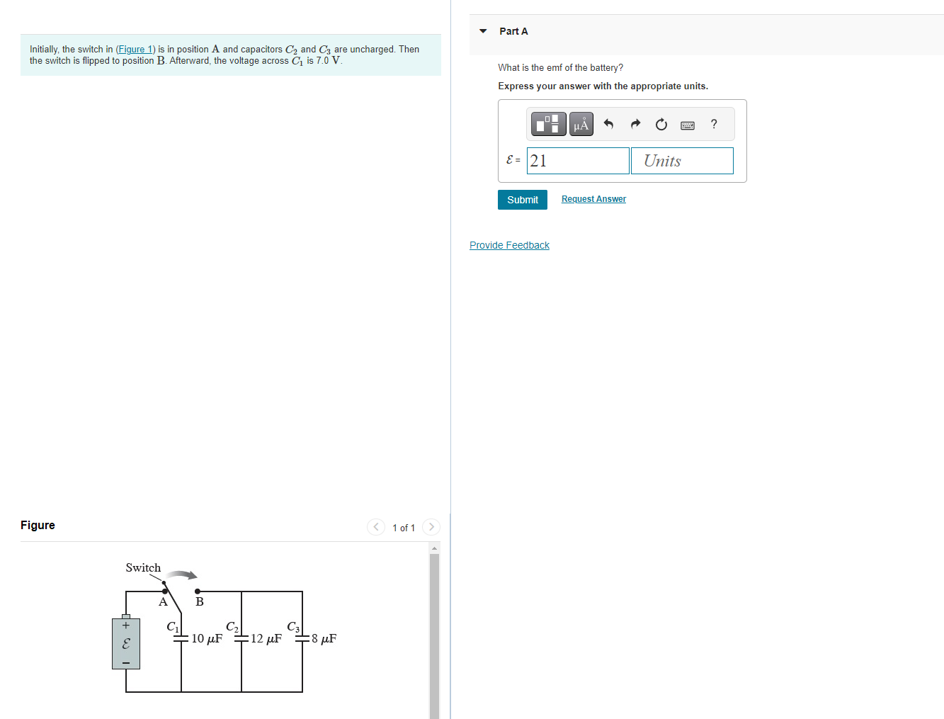 Solved Initially, the switch in (Figure 1) is in position A | Chegg.com