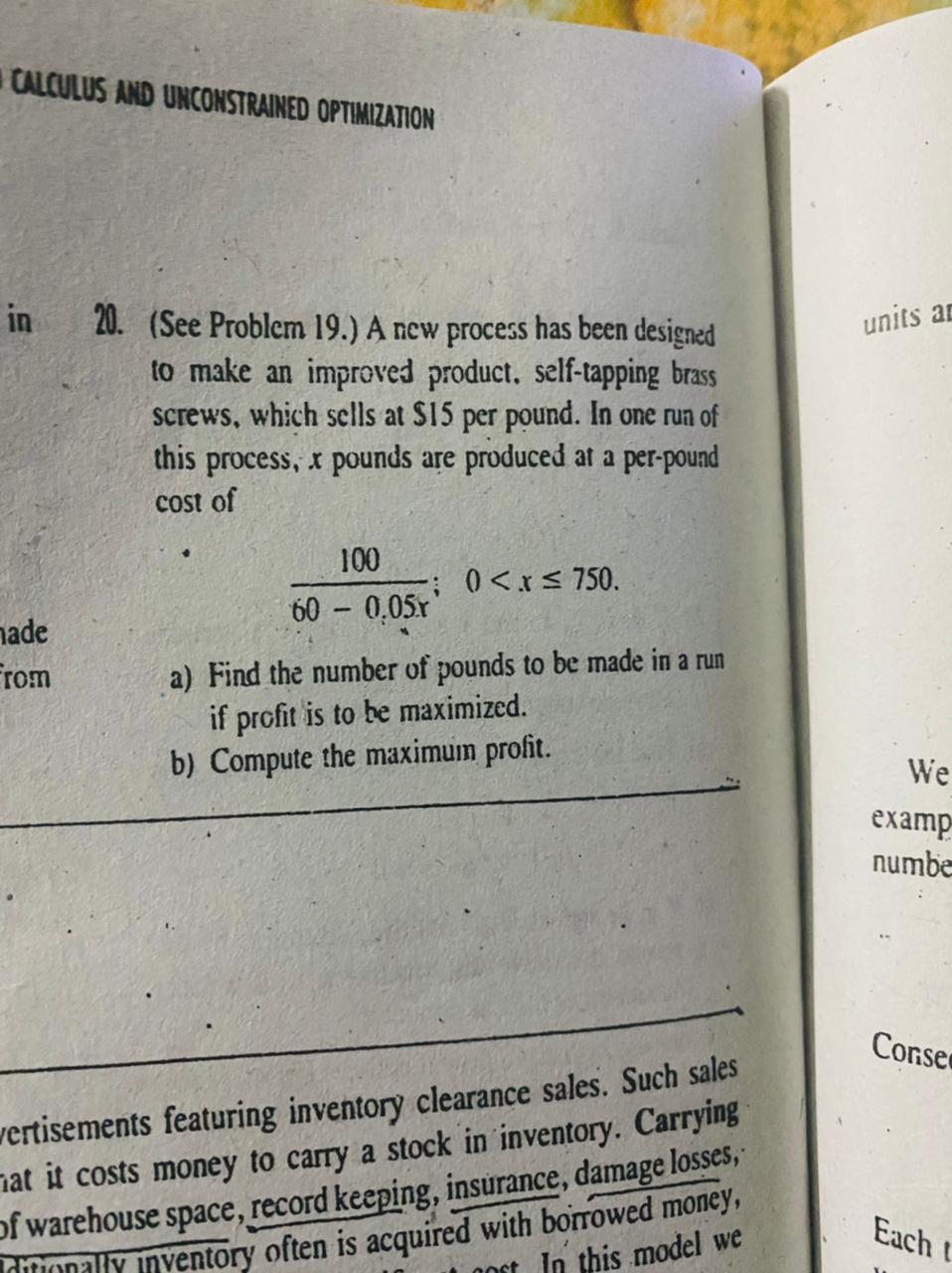 Solved CALCULUS AND UNCONSTRAINED OPTIMIZATION in units ar | Chegg.com