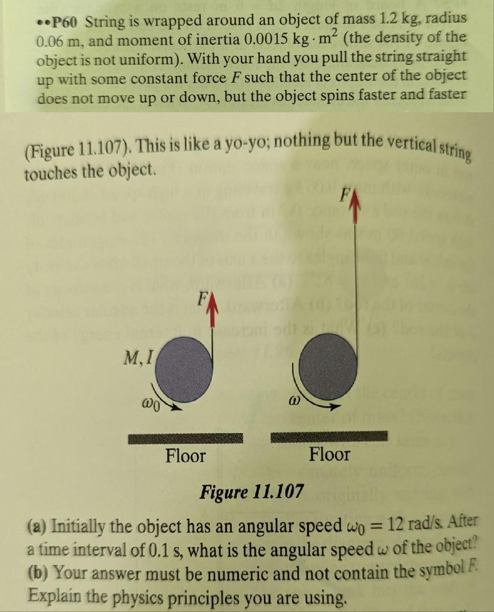 Solved ⋯ P60 String is wrapped around an object of mass 1.2 | Chegg.com