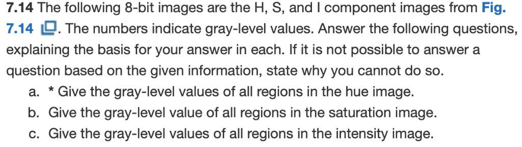 7.14 The following 8-bit images are the H, S, and I | Chegg.com